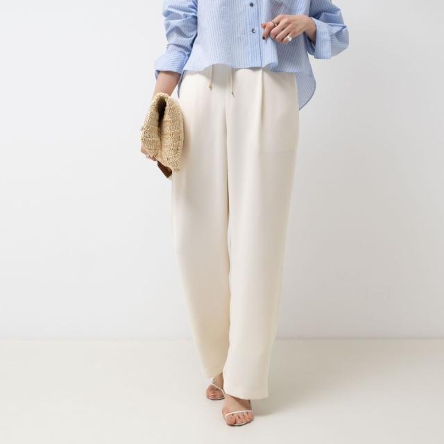 ノーリーズ（NOLLEY’S）/《セットアップ対応》ウォッシャブルダブルクロスサテンイージーワイドパンツ