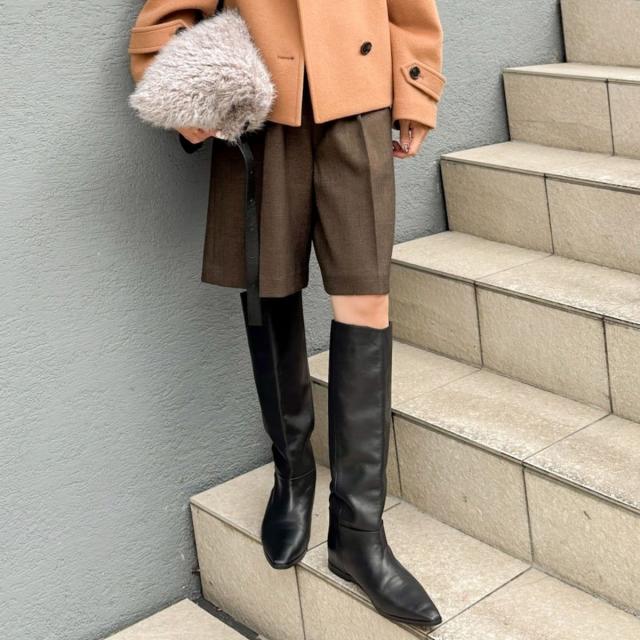 ノーリーズ（NOLLEY’S）/《セットアップ対応》ウォッシャブルウール調ストレッチハーフパンツ