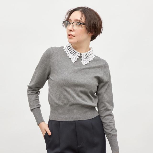 ノーリーズ（NOLLEY’S）/《手洗い可能》襟レース2WAYプルオーバーニット