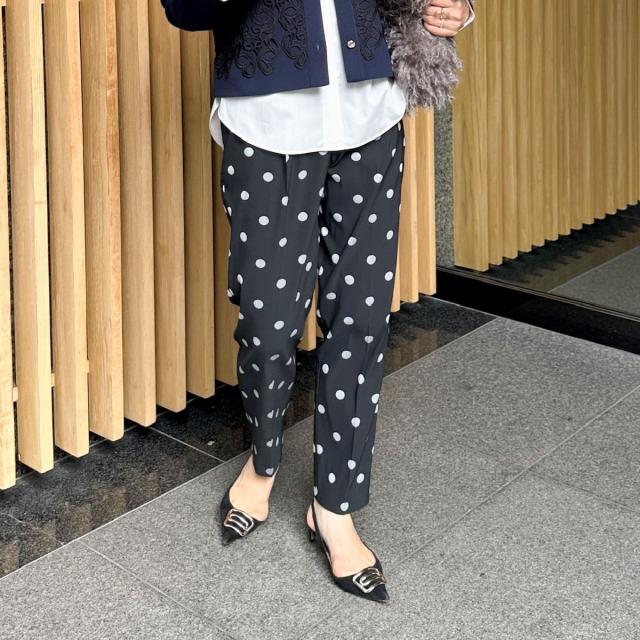 ノーリーズ（NOLLEY’S）/ウォッシャブルストレッチドットジャガードテーパードパンツ