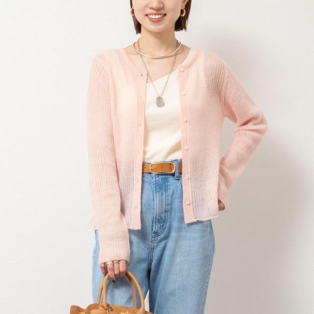 リエミラー（Rie Miller）/シアーモヘヤ2WAYリブボートネックカーディガン