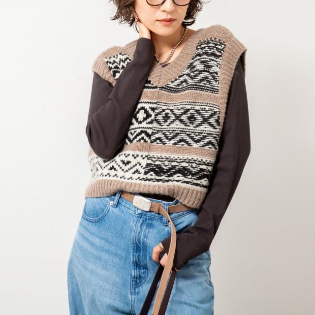 リエミラー（Rie Miller）/ノルディック柄2WAYベスト