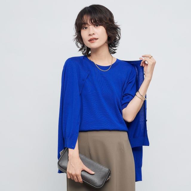 ノーリーズソフィー（NOLLEY’S sophi）/《アンサンブル対応》《手洗い可能》ウール100クルーネックカーディガン