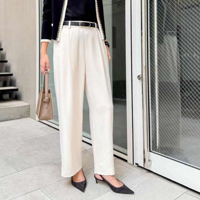 ノーリーズ（NOLLEY’S）/ウォッシャブルバックサテンジョーゼットイージーパンツ