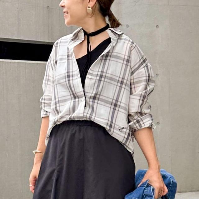 ノーリーズ（NOLLEY’S）/ウォッシャブルリボン付きチェックシャツ