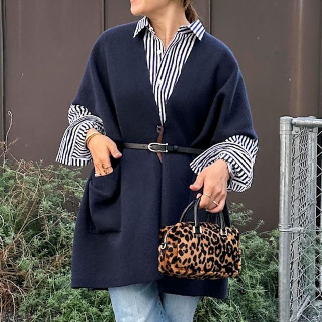 リエミラー（Rie Miller）/バイカラー強縮ニットショール