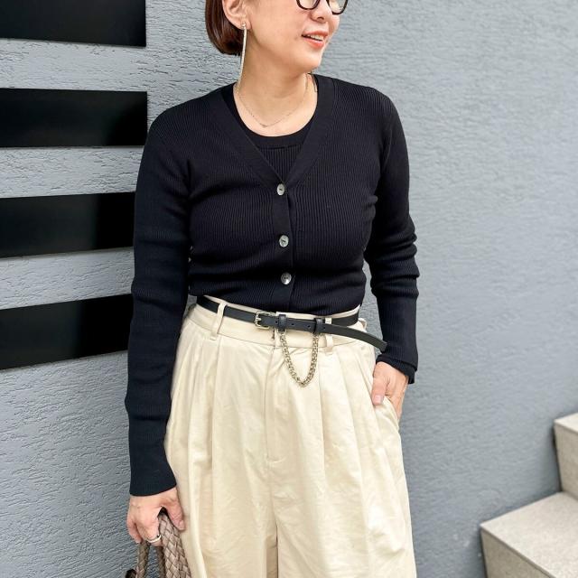 ノーリーズソフィー（NOLLEY’S sophi）/《アンサンブル対応》《手洗い可能》カシミヤ混リブVネックカーディガン