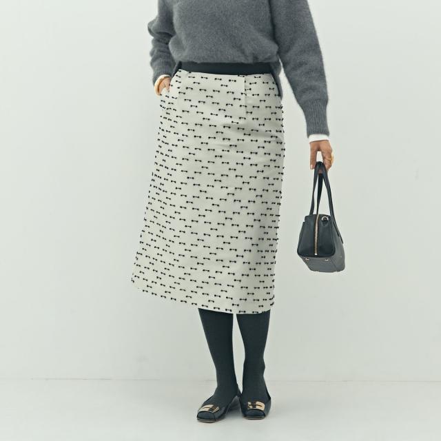 ノーリーズ（NOLLEY’S）/《セットアップ対応》ウォッシャブルリボンジャガードAラインスカート