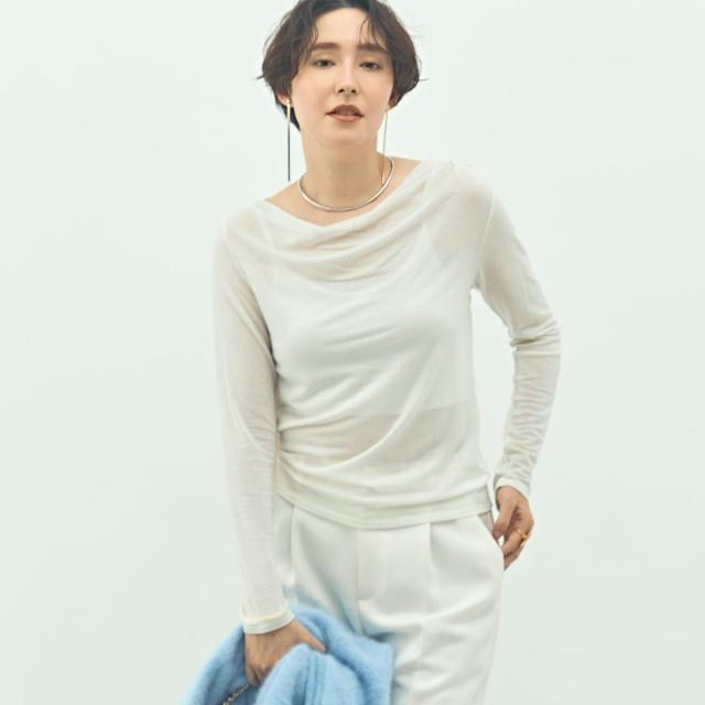 ノーリーズソフィー（NOLLEY’S sophi）/ウォッシャブルカシミヤシルクシアーラメドレープロンT