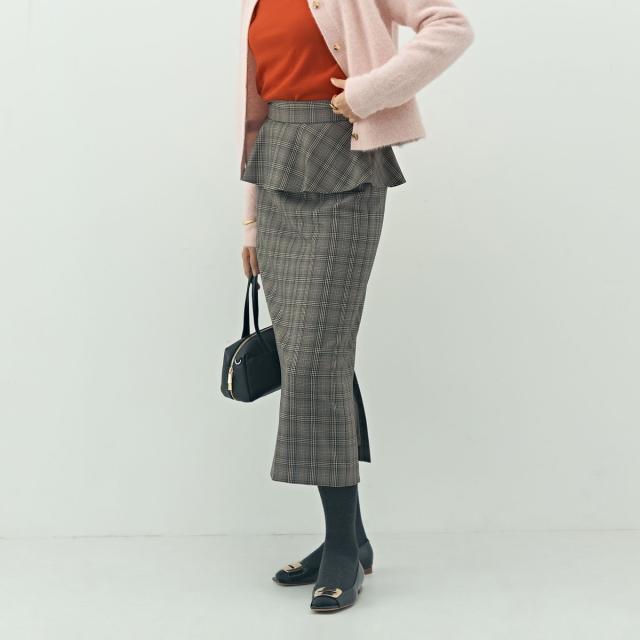 ノーリーズ（NOLLEY’S）/ウォッシャブルペプラムタイトミディスカート