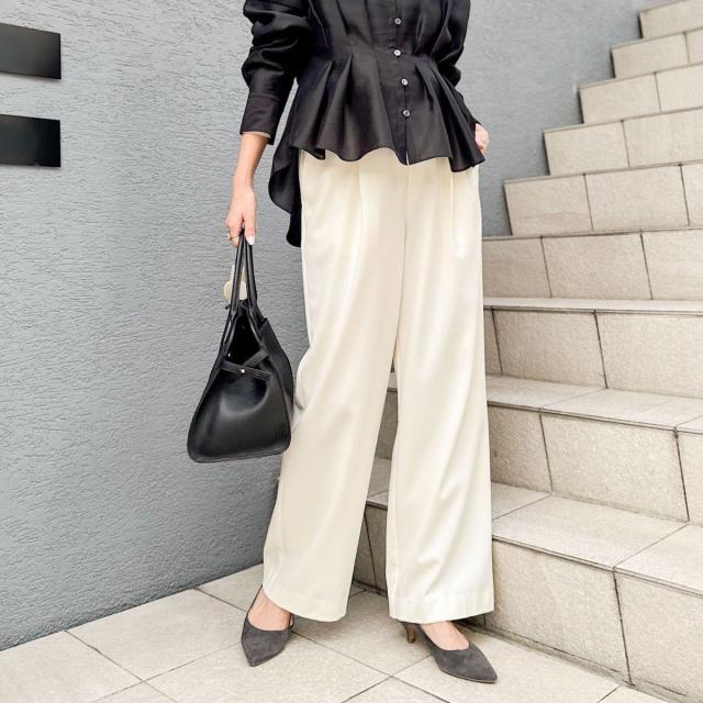 ノーリーズ（NOLLEY’S）/ウォッシャブル裏起毛イージーワイドパンツ