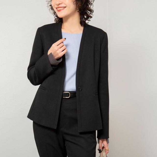 ノーリーズソフィー（NOLLEY’S sophi）/《セットアップ対応》ウォッシャブルウール調ノーカラージャケット