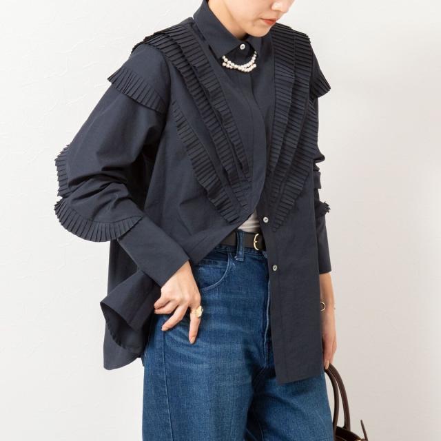 ノーリーズ（NOLLEY’S）/【MARILYN MOON/マリリーンムーン】Vタックフリルブラウス