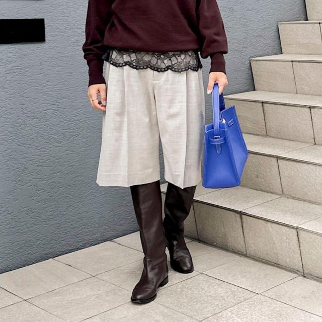 リエミラー（Rie Miller）/ウォッシャブル2タックハーフパンツ