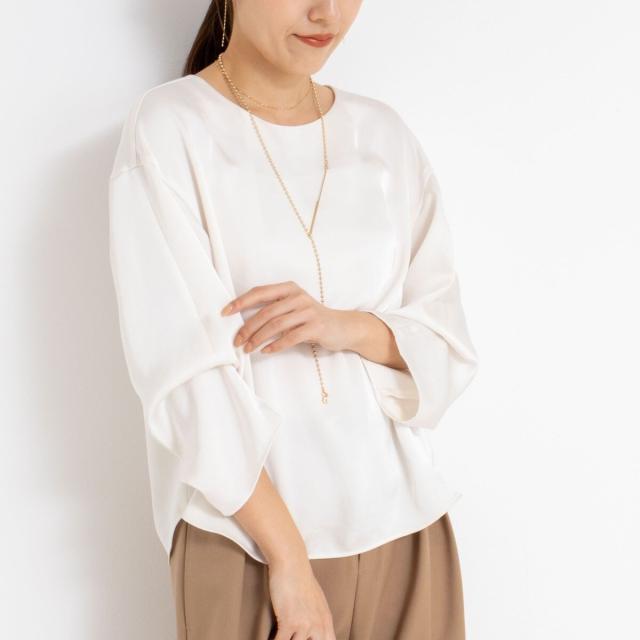ノーリーズソフィー（NOLLEY’S sophi）/ウォッシャブル2WAYサテンブラウス