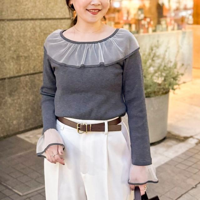 ノーリーズソフィー（NOLLEY’S sophi）/《手洗い可能》シアーフリル総針プルオーバー