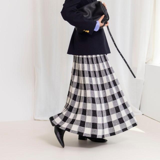 ノーリーズ（NOLLEY’S）/《手洗い可能》チェックニットスカート