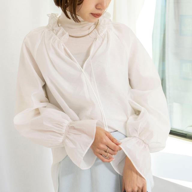 ノーリーズソフィー（NOLLEY’S sophi）/ウォッシャブルオーガンジーフリルブラウス