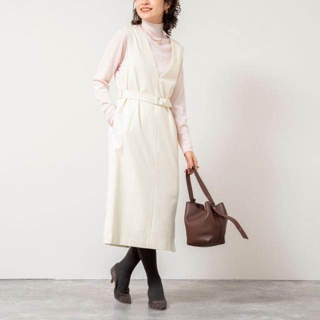 ノーリーズソフィー（NOLLEY’S sophi）/ウォッシャブルベルト付きジャンスカ