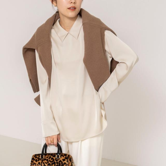 ノーリーズ（NOLLEY’S）/ウォッシャブルNEWオトナサテン襟付きブラウス