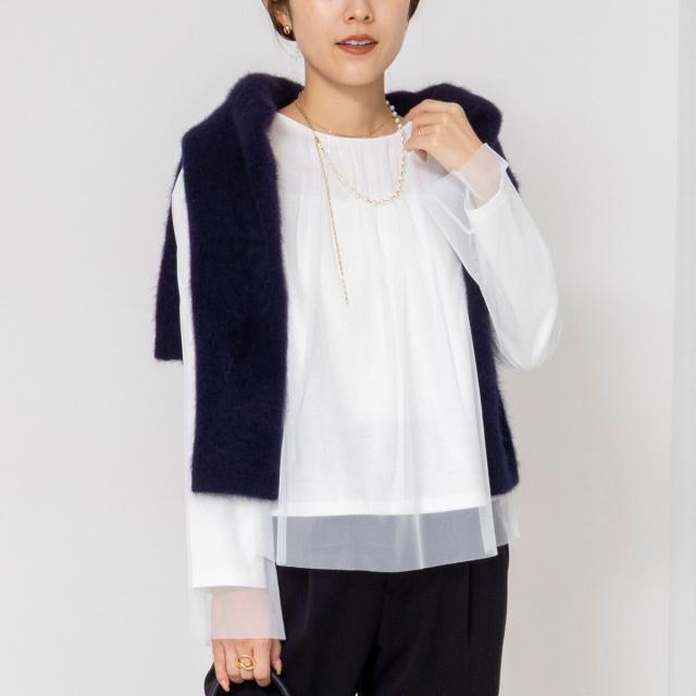 ノーリーズ（NOLLEY’S）/ウォッシャブルチュールレイヤード2WAYブラウス