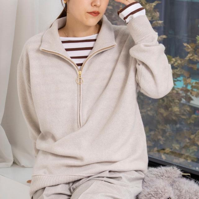 リエミラー（Rie Miller）/《手洗い可能》ハーフZIPプルオーバー