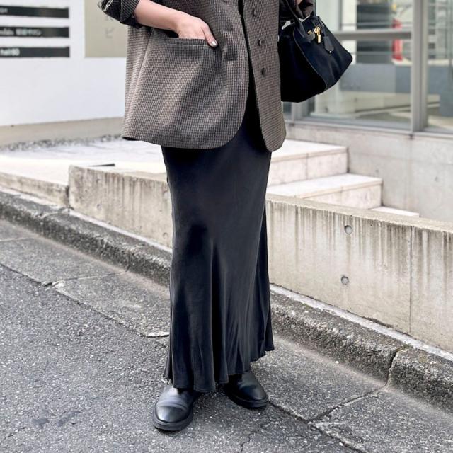 【NEW】セカンドノーリーズ（2nd NOLLEY’S）/ウォッシャブルフィブリルサテンバイヤススカート