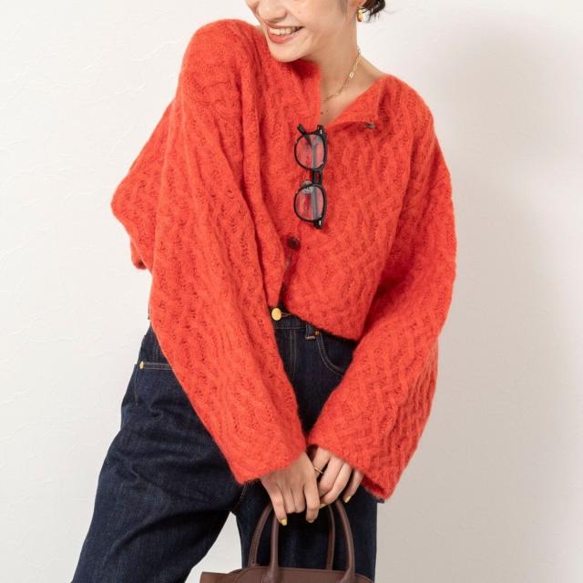 【NEW】ノーリーズソフィー（NOLLEY’S sophi）/【WALANCE/ワランス】wool mohair cable cropped cardigan
