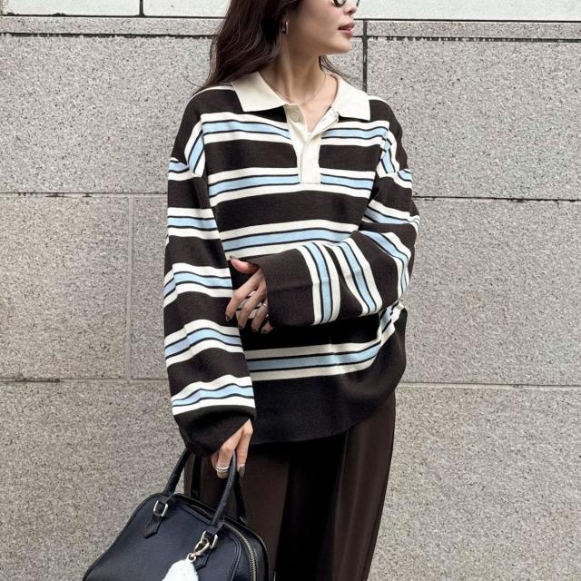 フレディエミュ（fredy emue）/ラガーボーダーニットプルオーバー