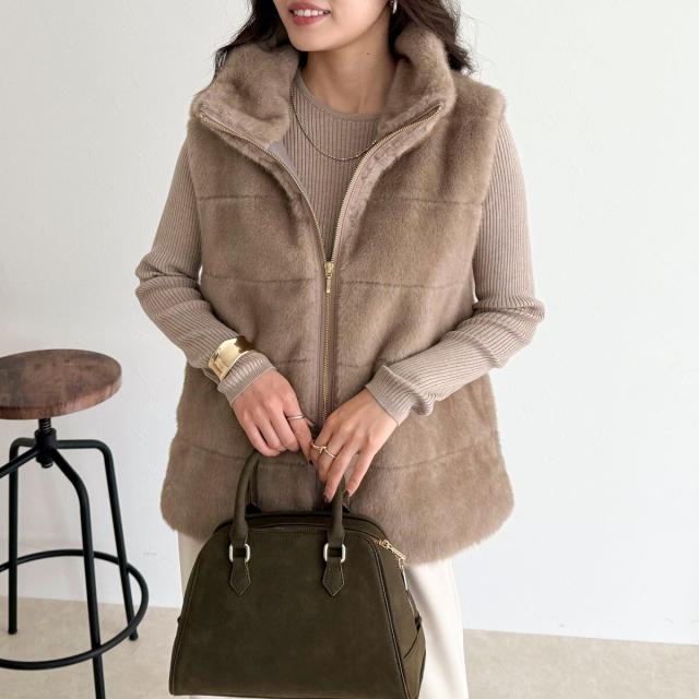 フレディエミュ（fredy emue）/ボーダーキルトファーベスト