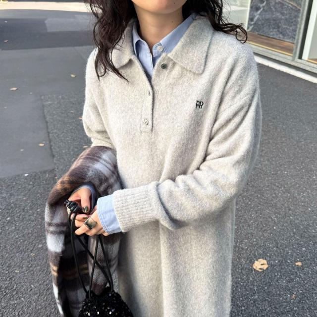 フレディエミュ（fredy emue）/FR刺繍衿付きニットワンピース