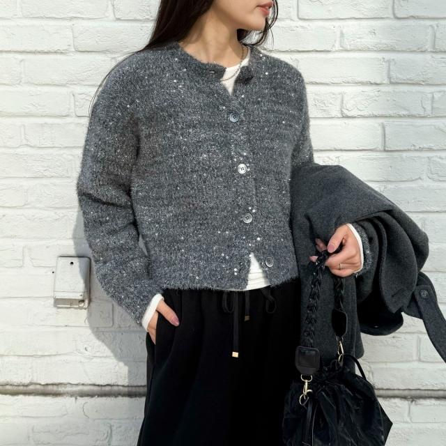 フレディエミュ（fredy emue）/スパンコールニットカーディガン