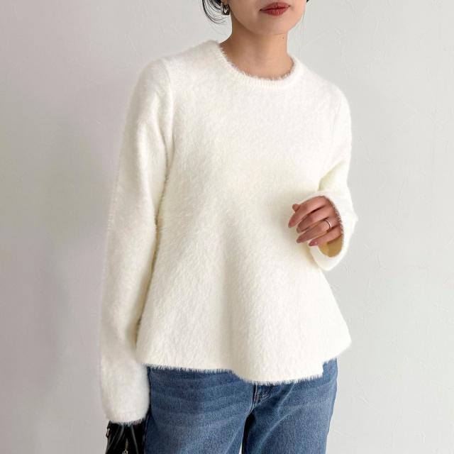 【NEW】フレディエミュ（fredy emue）/シャギーペプラムニットプルオーバー