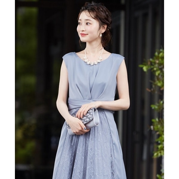 ドリードール（Dorry Doll）/サテン＆レース切り替えスカートフィットアンドフレアードレス