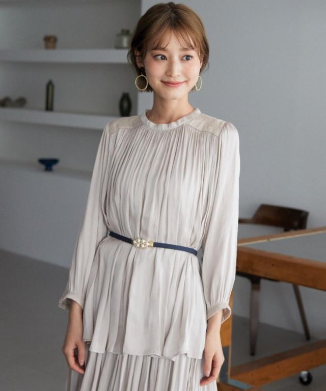 リュクスブリエ/ヴィンテージサテンギャザーブラウス