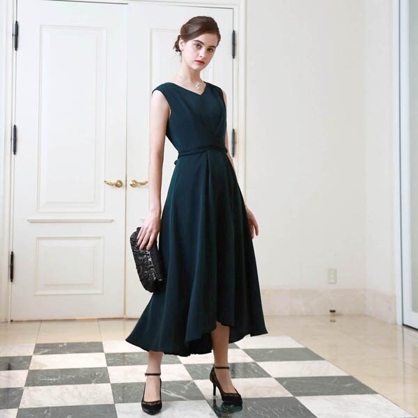 リュクス　ブリュレ（Luxe brille）/ノースリーブバックプリーツスカート　ミモレ丈ワンピースドレス