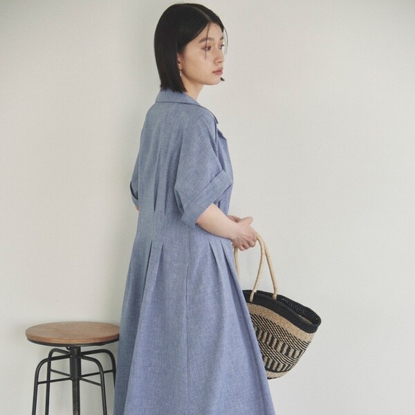 ドゥ アルシーヴ（Doux archives）/タックフレアシャツワンピースの