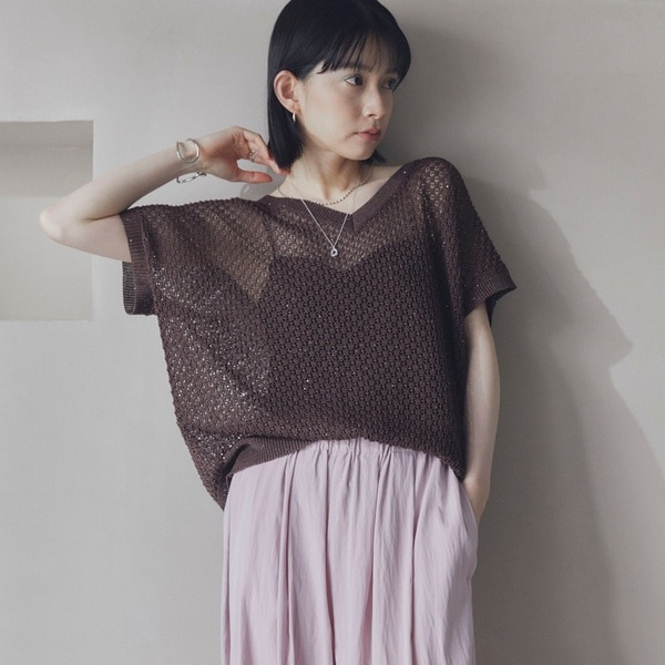 ドゥ アルシーヴ（Doux archives）/スパンコールメッシュニット