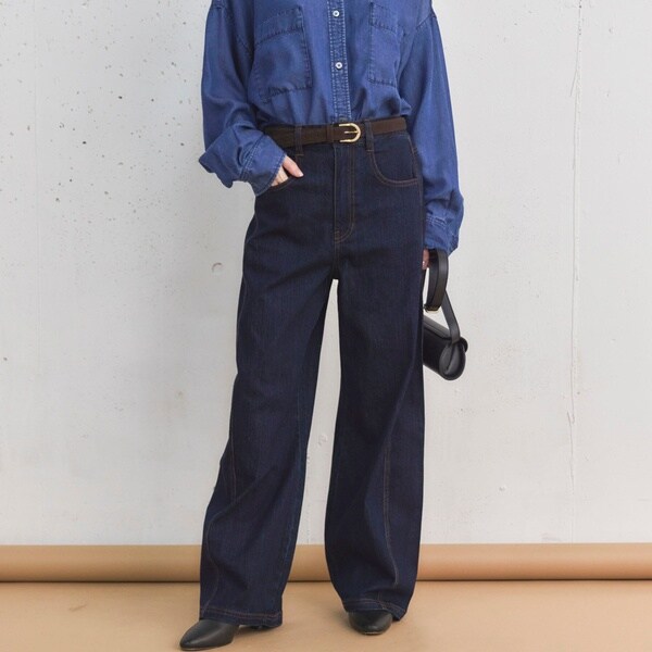 ドゥ アルシーヴ（Doux archives）/コクーンウエストダブルボタンデニムパンツ