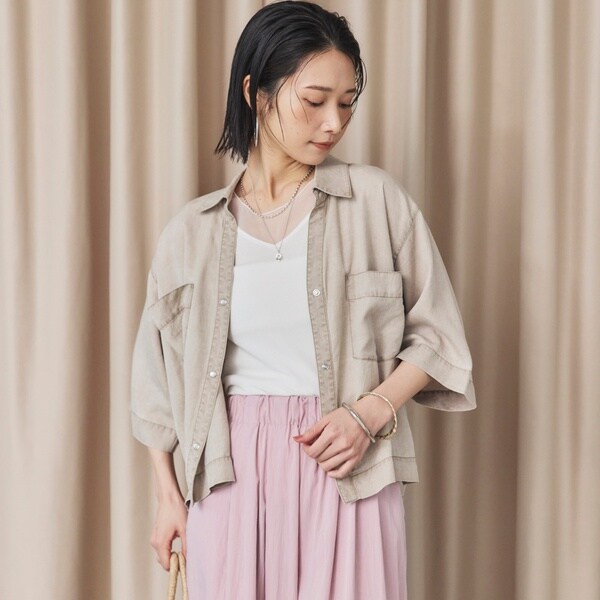 ドゥ アルシーヴ（Doux archives）/バイオウォッシュ加工ショートシャツ