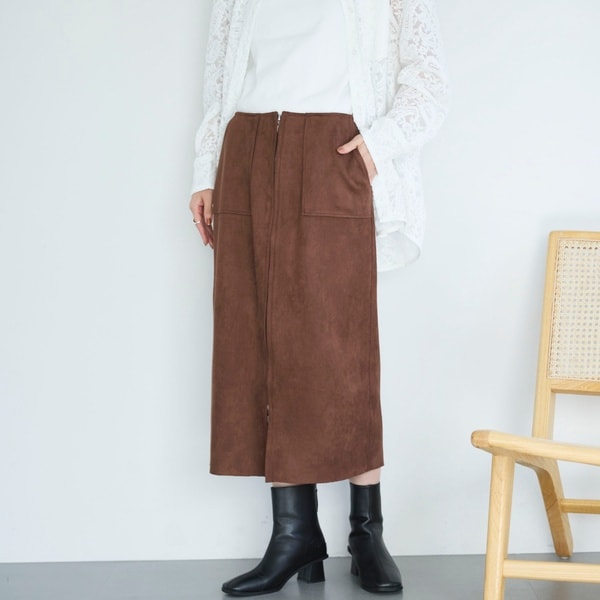 ドゥ アルシーヴ（Doux archives）/ダブルＺＩＰフェイクスエードタイトスカート