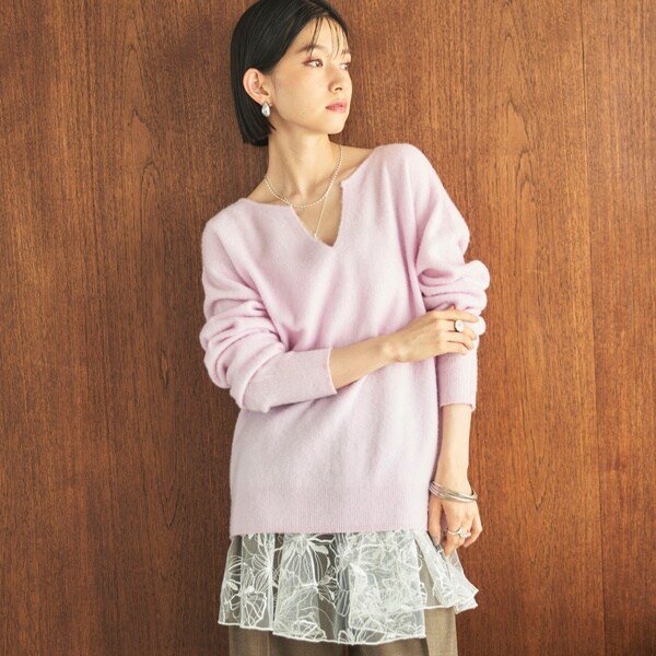 ドゥ アルシーヴ（Doux archives）/カシミヤウールキーネックニットプルオーバー