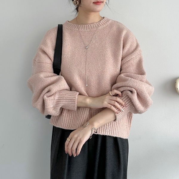 ドゥ アルシーヴ（Doux archives）/スパンコールショートニットプルオーバー