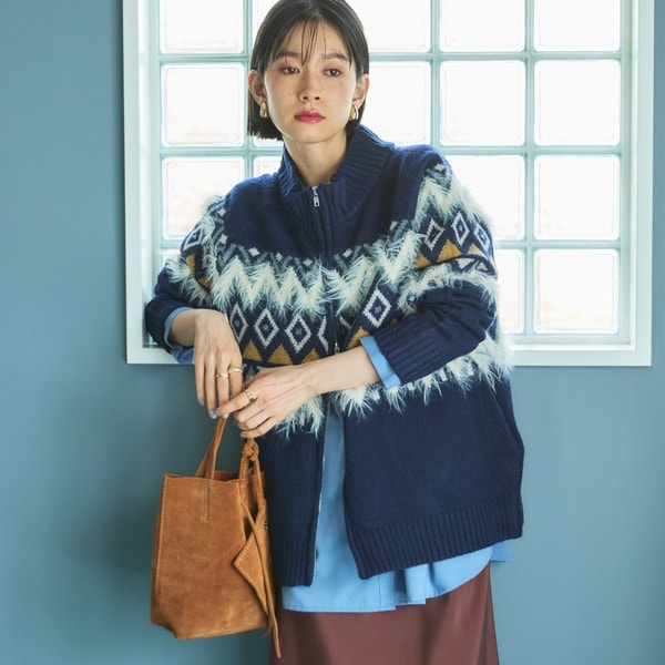 ドゥ アルシーヴ（Doux archives）/ノルディック柄ジャガードニットジャケット