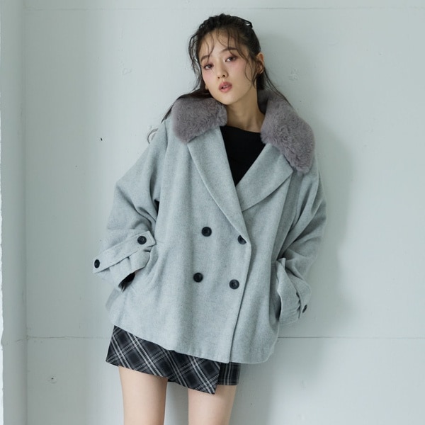 アルシーヴ（archives）/ファーカラー付ウールミドルコート