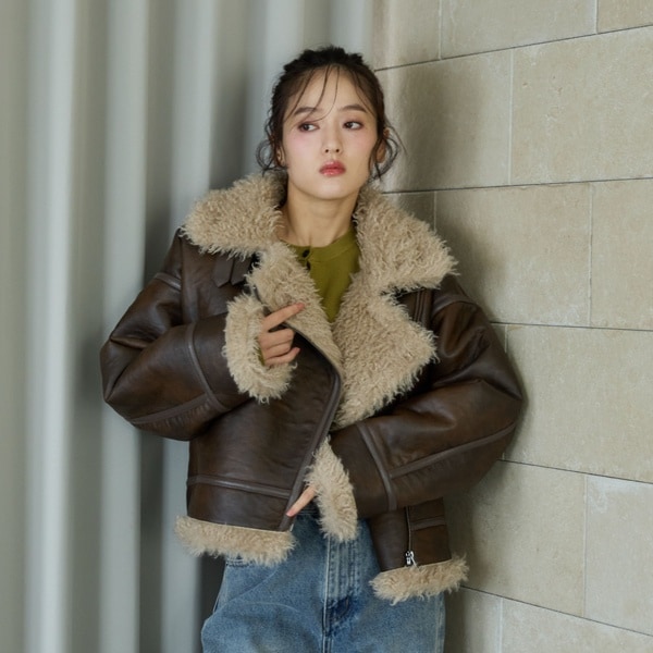 アルシーヴ（archives）/フェイクレザーショートムートンジャケット