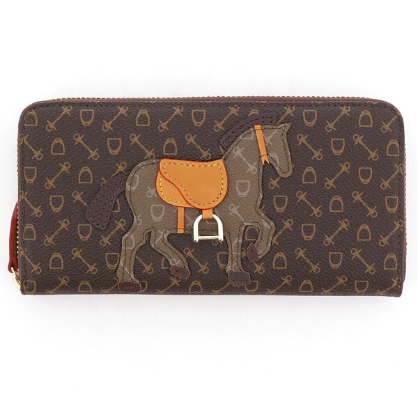ホワイ/ハーネスホース小物　ラウンドジップロングウォレット
