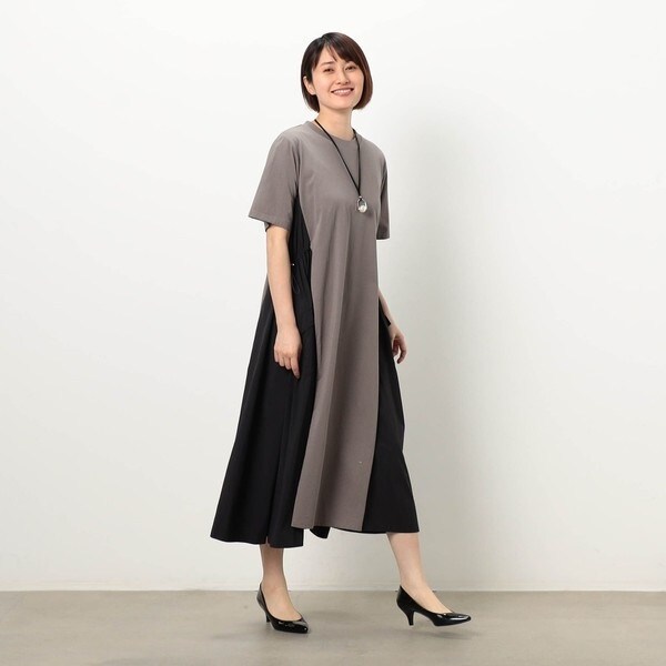 ニコルホワイト（NICOLE WHITE）/【WALDO】サイドスピンドル異素材使いワンピース