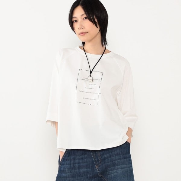 ニコルホワイト（NICOLE WHITE）/フロント箔ロゴ７分袖Tシャツ