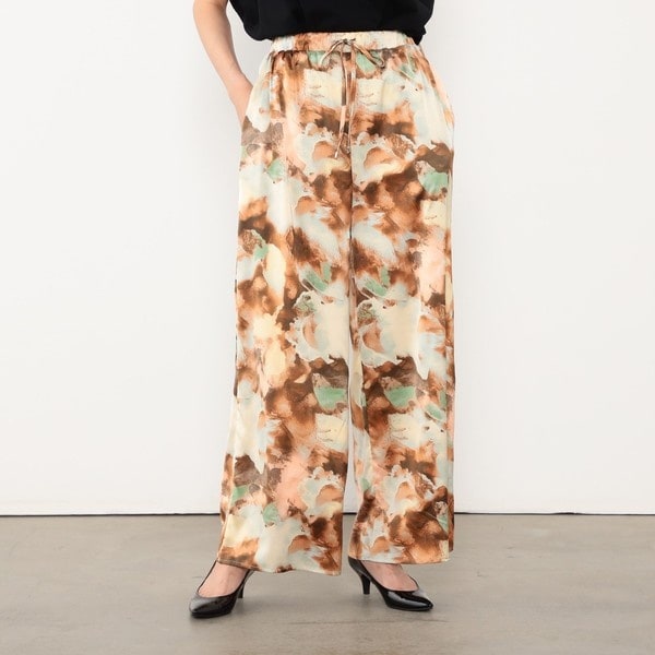 ニコルホワイト（NICOLE WHITE）/ウエストゴムボカシプリントワイドパンツ